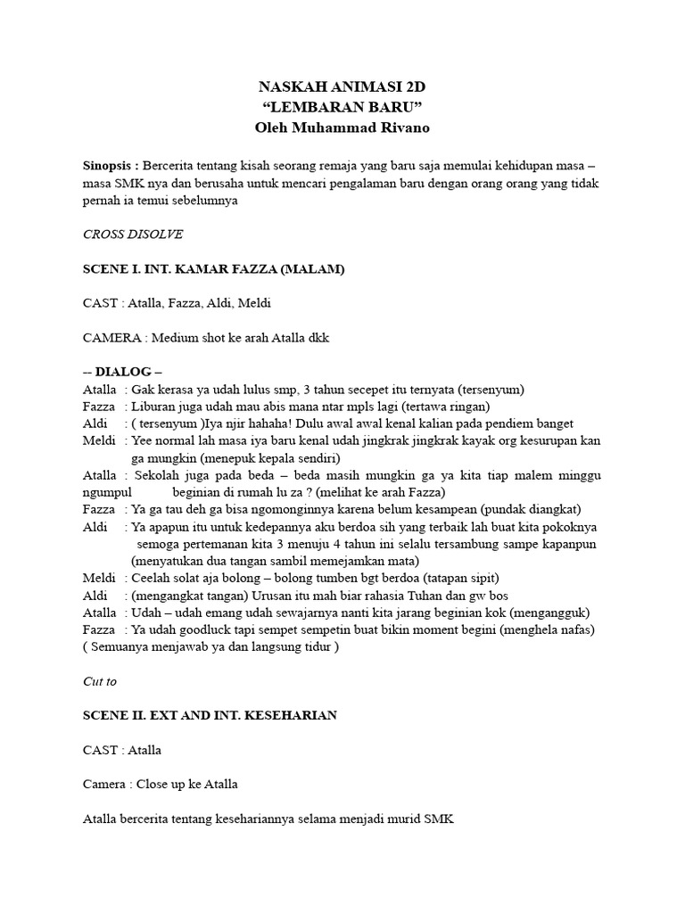 Contoh NASKAH ANIMASI 2D | PDF
