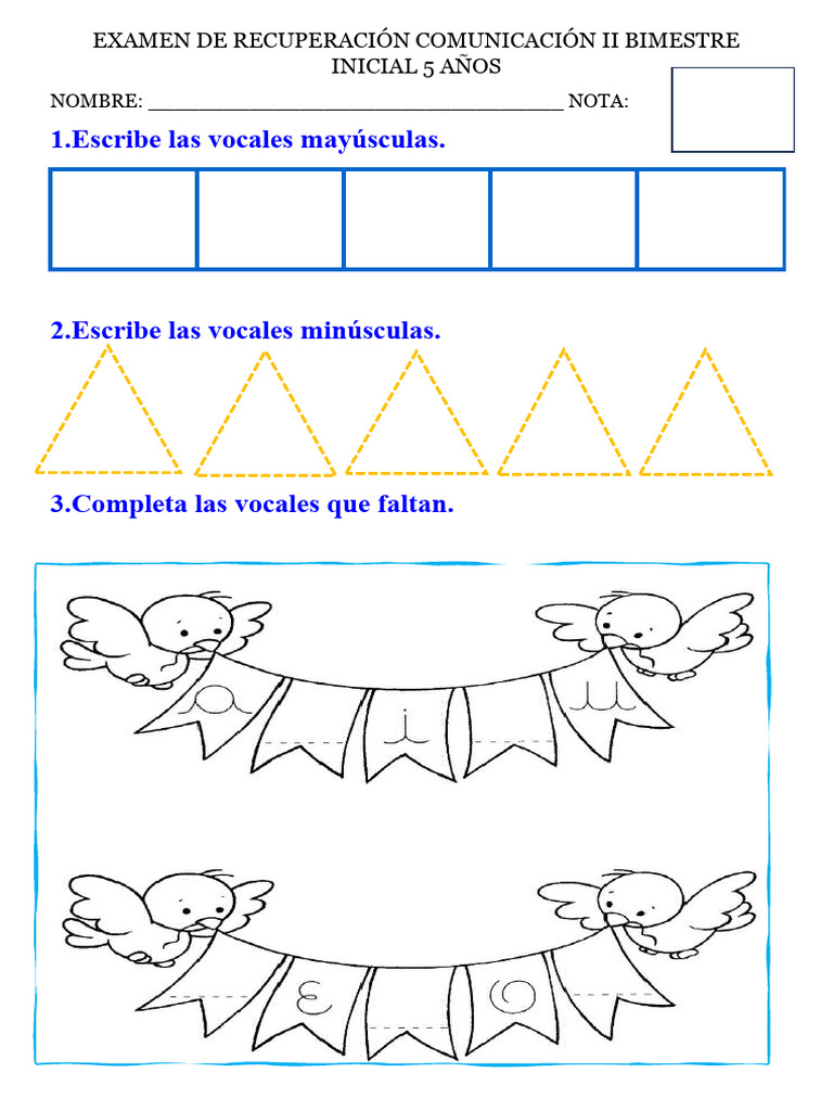 Examen de Comunicación Ii Bimestre Inicial 5 Años 2023 | PDF