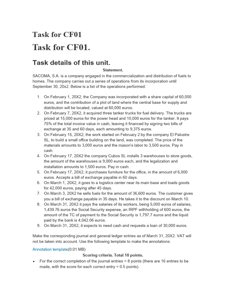 Task For CF01 | PDF | Euro | Warehouse