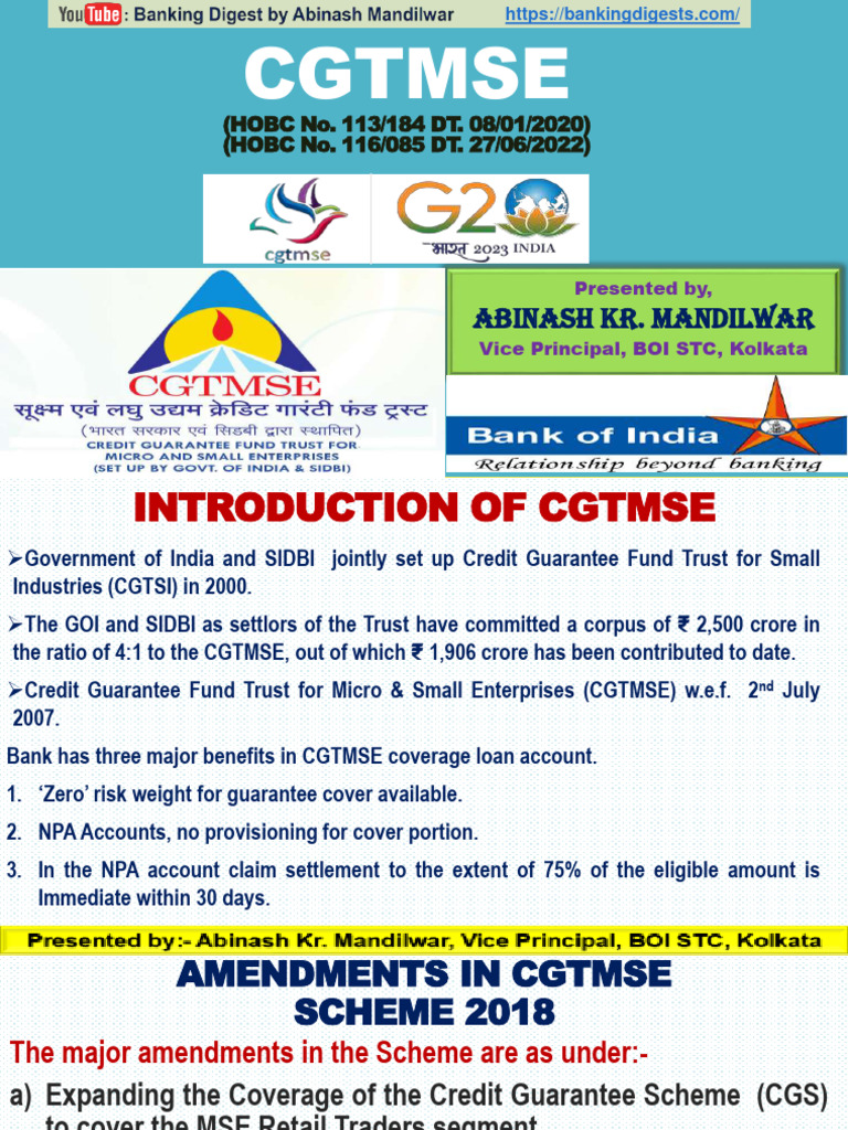 CGTMSE Schemes | PDF | Line Of Credit | Loans