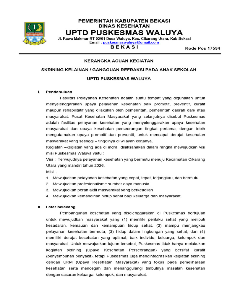 Kak Skrining Indera Anak Sekolah | PDF