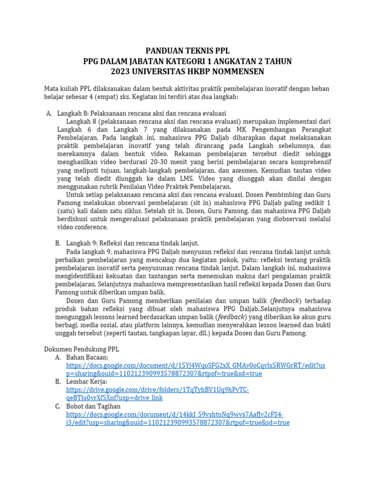 Panduan Teknis PPL | PDF
