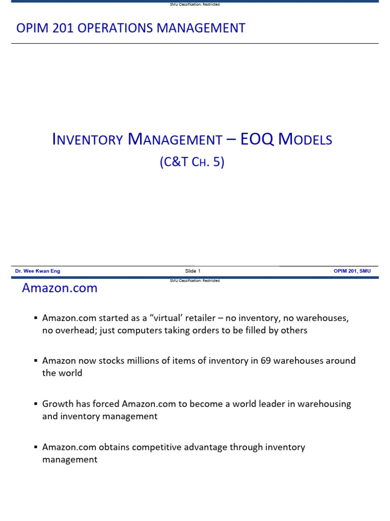 Session 9 EOQ Model | PDF | Inventory | Supply Chain