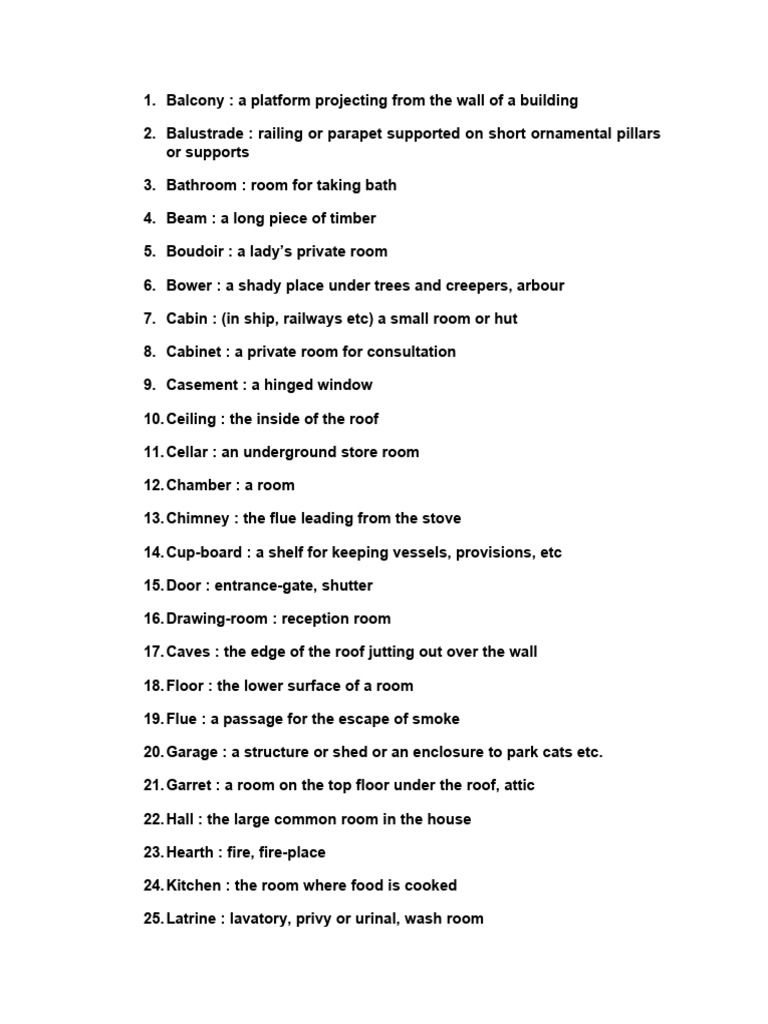 Vocabulary HOUSE | PDF