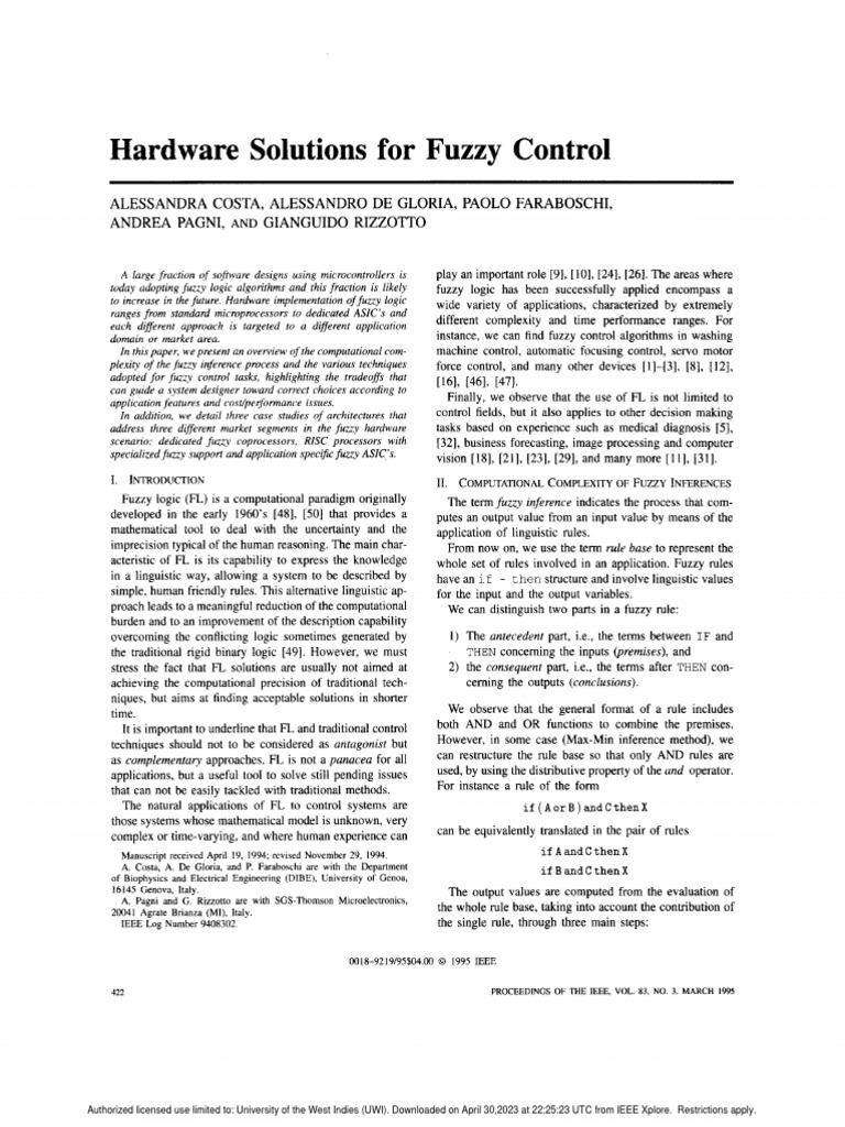 Hardware Solutions For Fuzzy Control | PDF