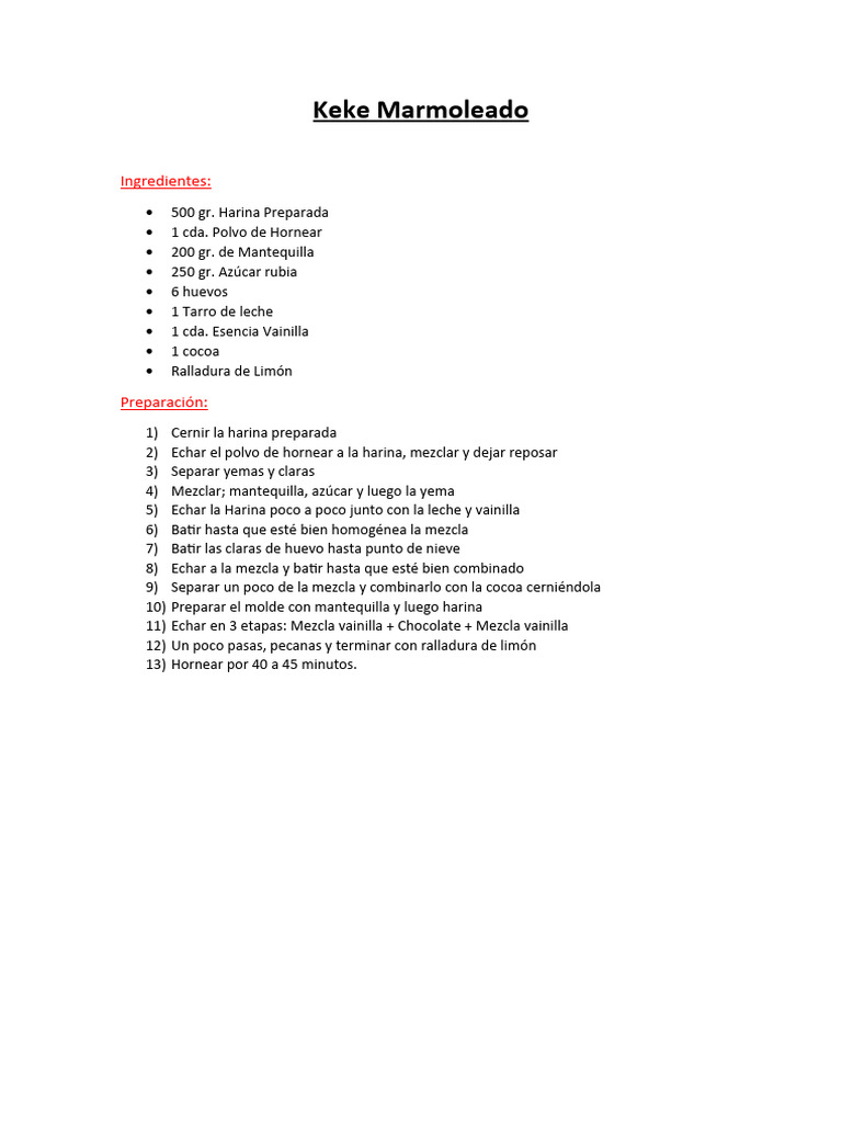 Keke Marmoleado | PDF