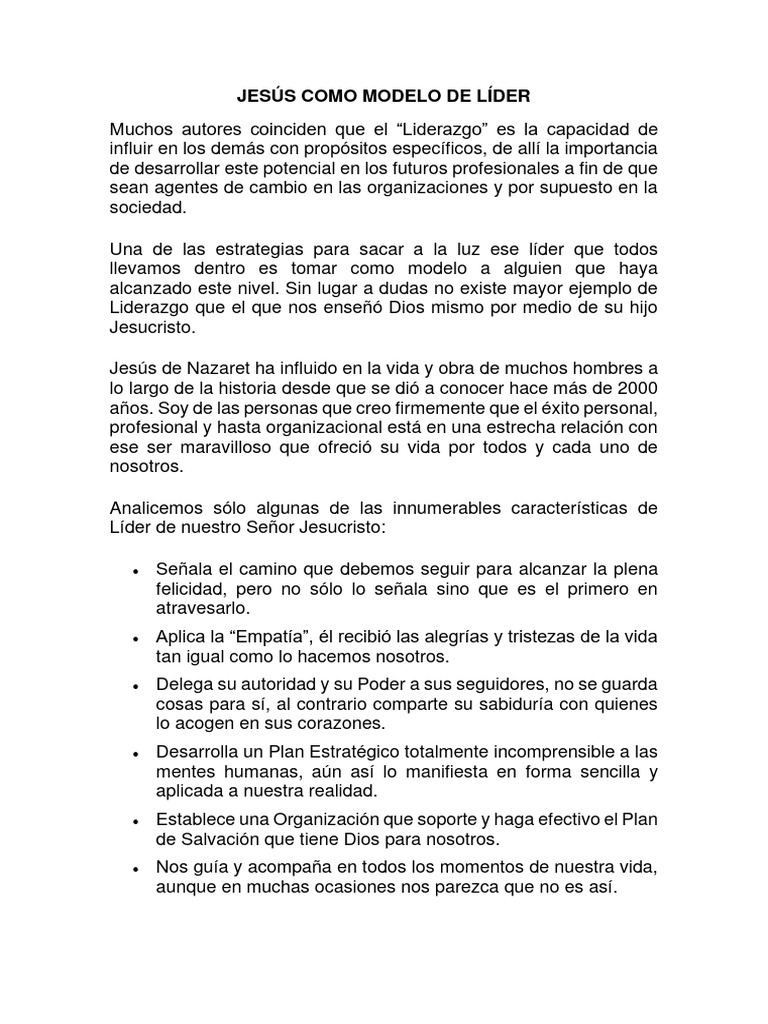 Jesús Como Modelo de Líder | PDF | Liderazgo | Jesús