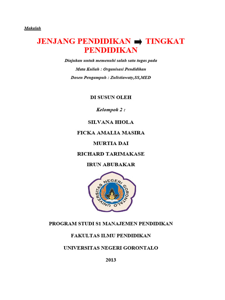 Contoh Jenjang Pendidikan Formal | PDF | Karier & Perkembangan | Ilmu ...