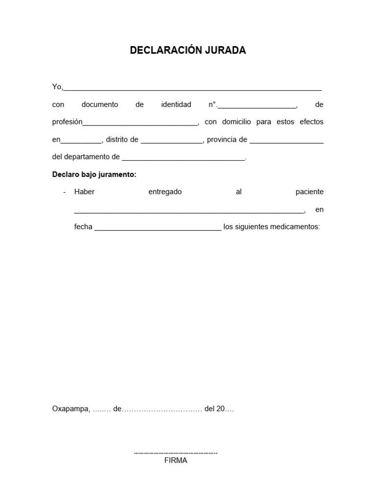 Formato de Declaración Jurada | PDF