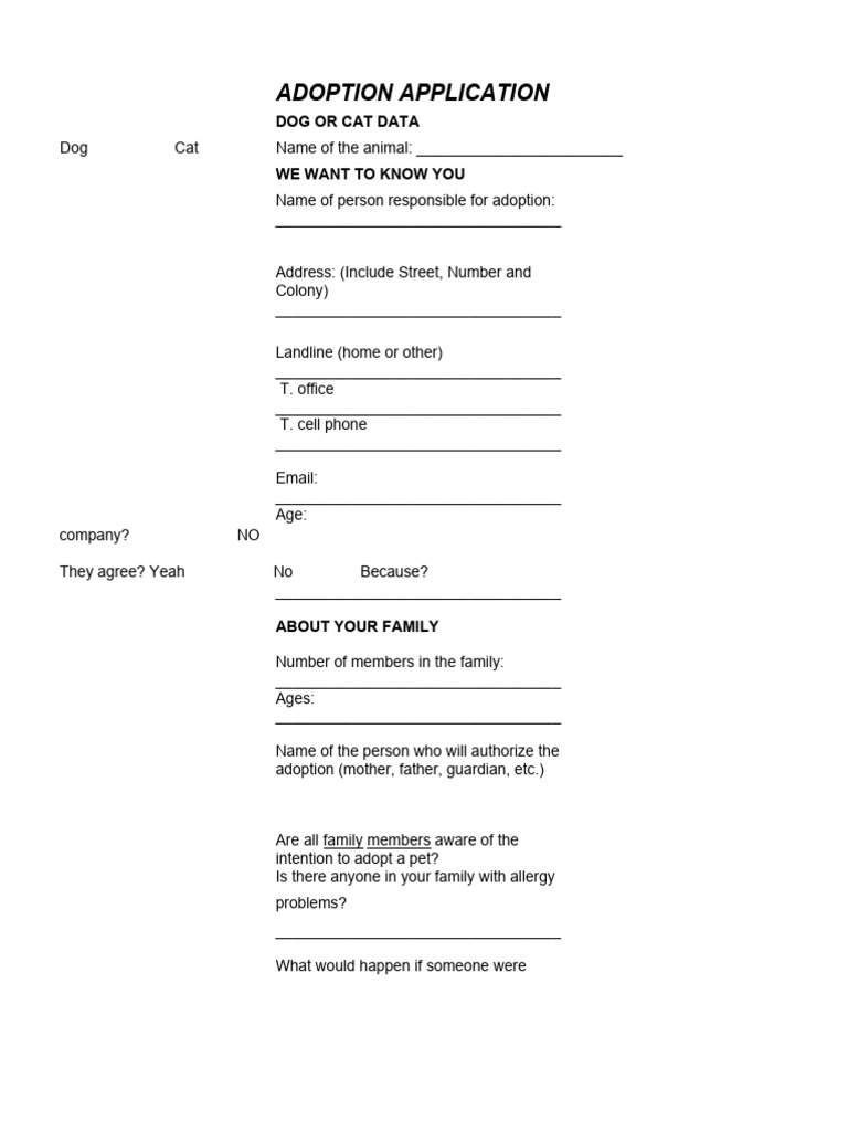 Adoption Form | PDF | Pet