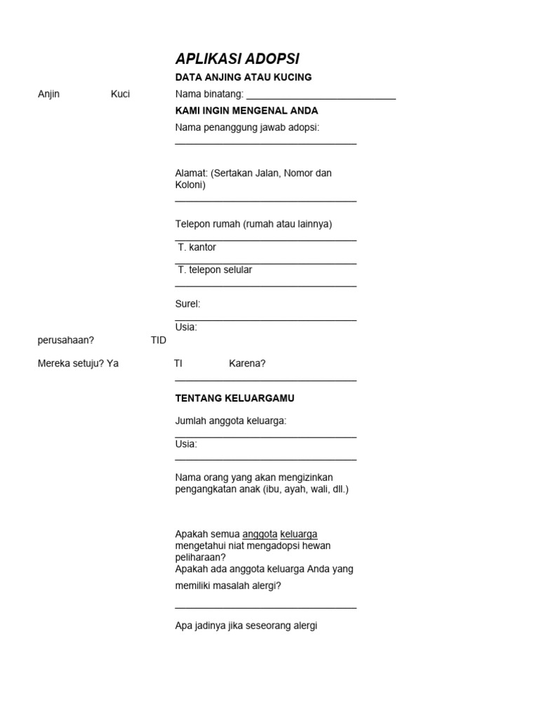 Formulir Adopsi | PDF