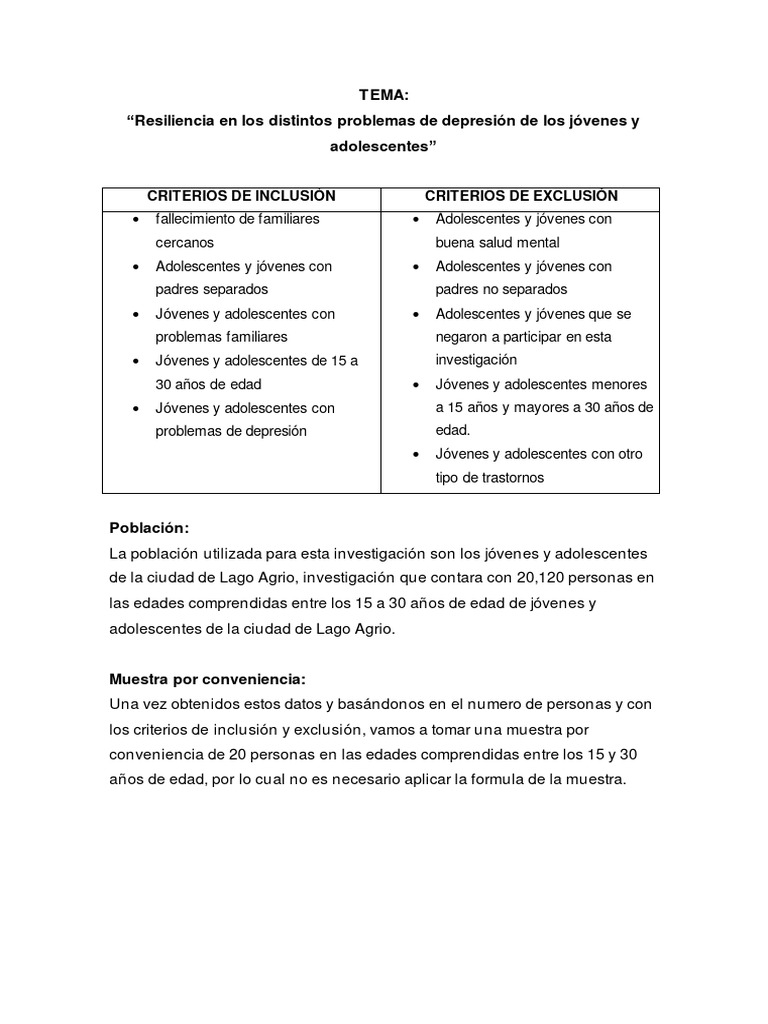 Criterios de Inclusion y Exclusion 2 | PDF
