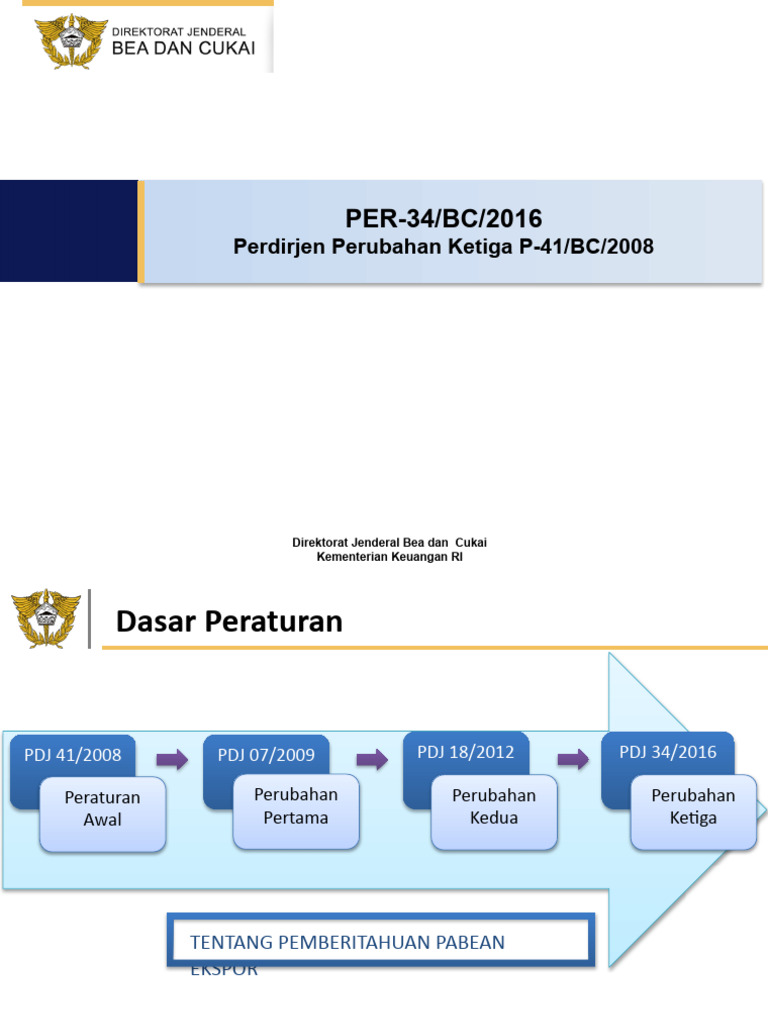 Pemberitahuan Pabean Ekspor PER34.BC.2016 | PDF