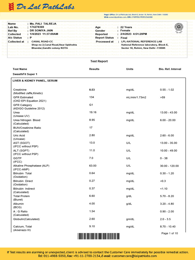 Pali - Test Reports 1 | PDF | Low Density Lipoprotein | Cholesterol