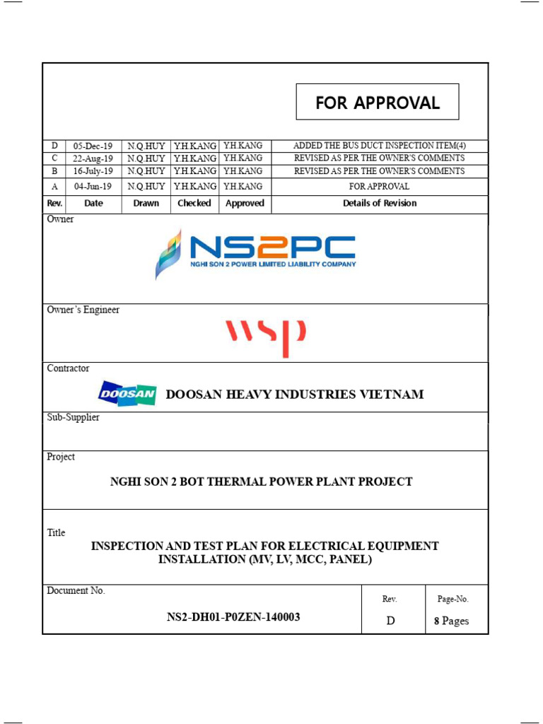 NS2 Electrical Panel Inspection Plan | PDF | Duct (Flow ...