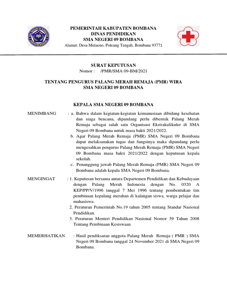 Pengurus PMR Wira SMA 09 Bombana 2021/2022 | PDF