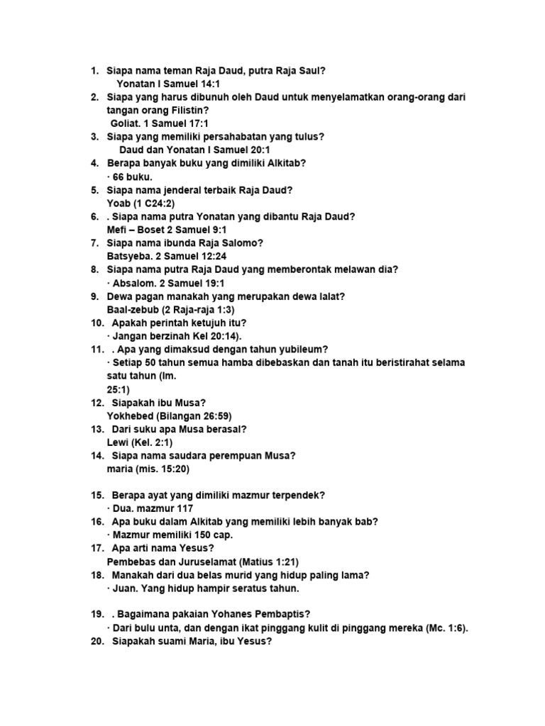 Kuis Alkitab 50 Pertanyaan | PDF