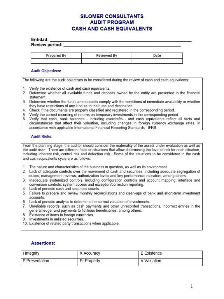 Cash Audit Program for Consultants | PDF | Audit | Cheque