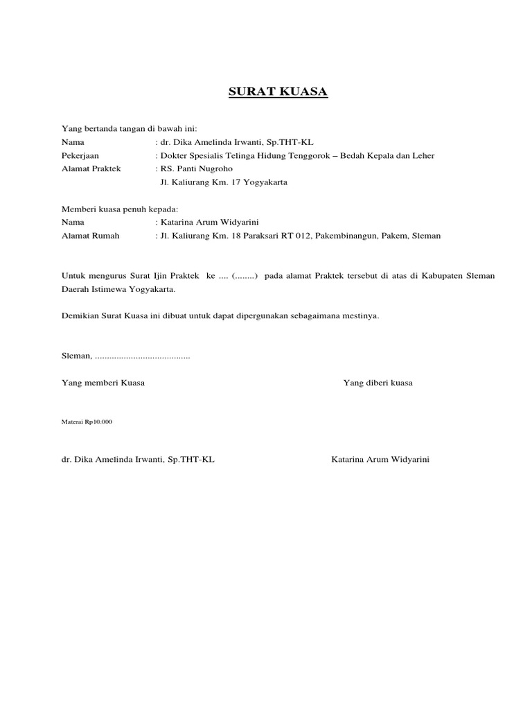 Surat Kuasa Urus SIP PN | PDF