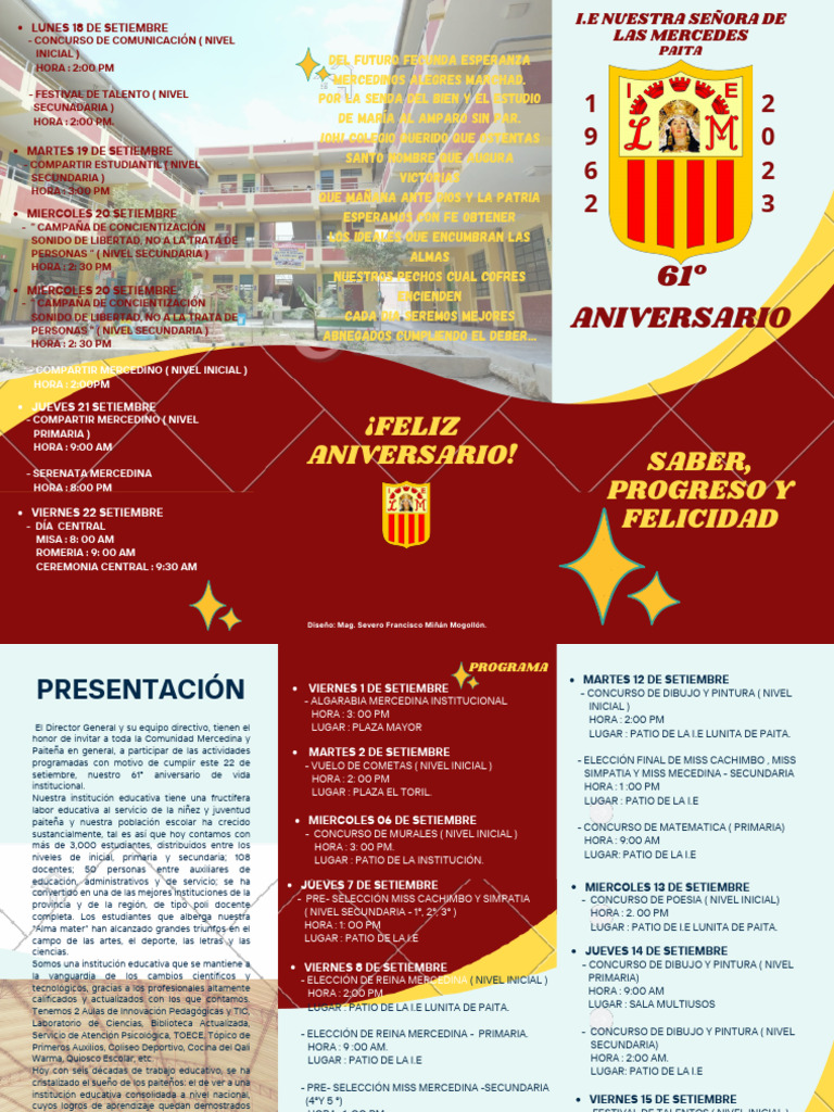 Triptico de Aniversario | PDF