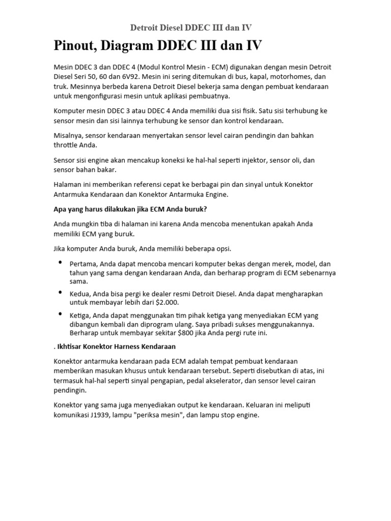 Diagram Kabel DDEC III DAN IV | PDF