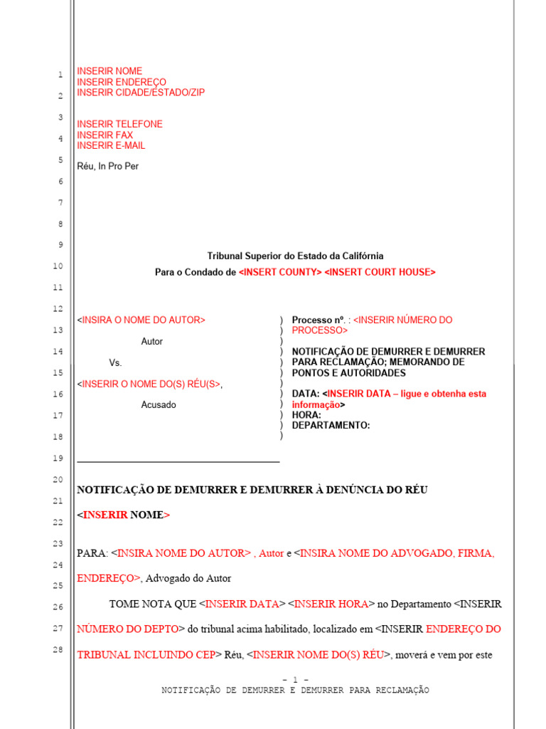 Demurrer To Unlawful Detainer Complaint For California SAMPLE | PDF ...
