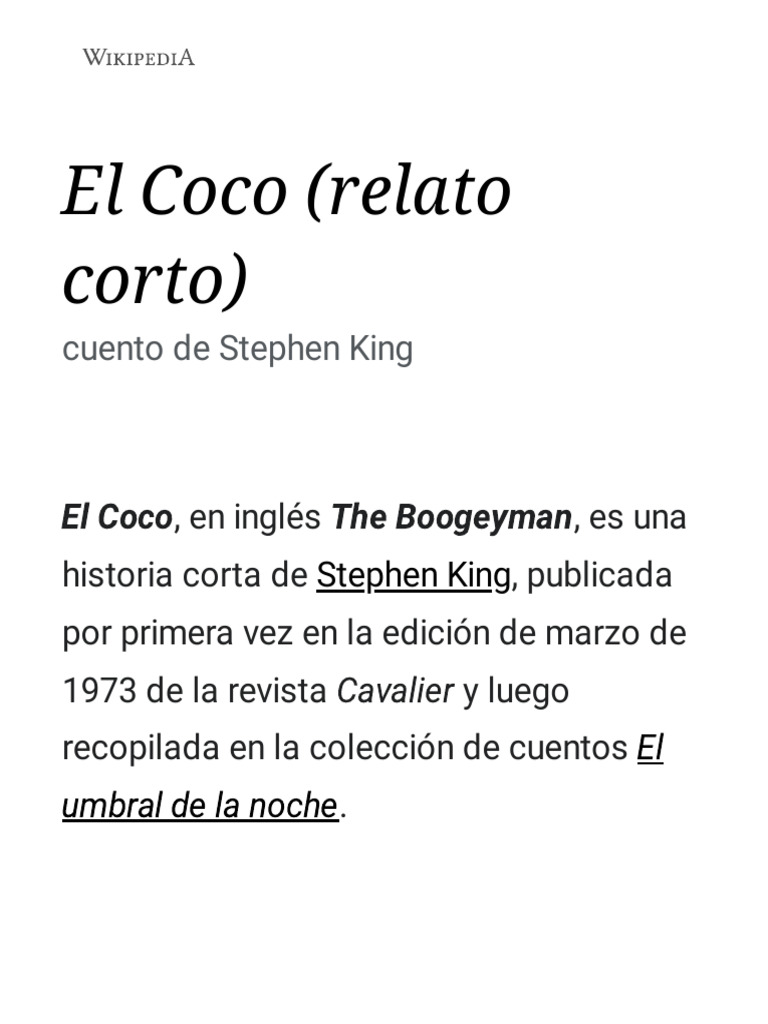 El Coco (relato corto) - Wikipedia, la enciclopedia libre | PDF