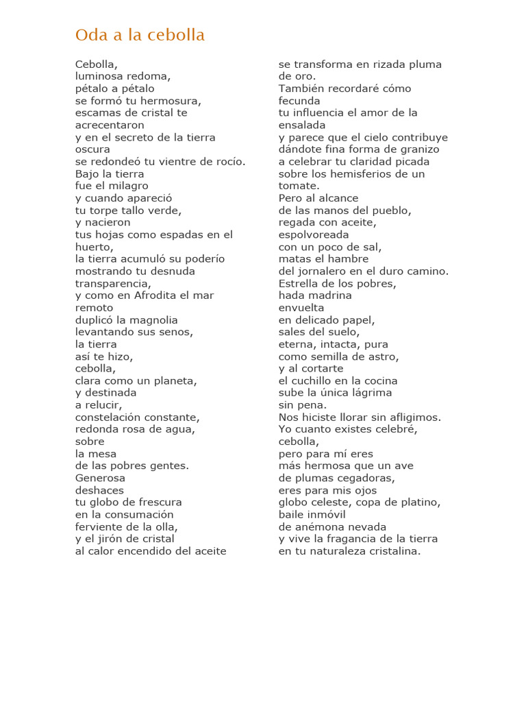 Oda A La Cebolla | PDF