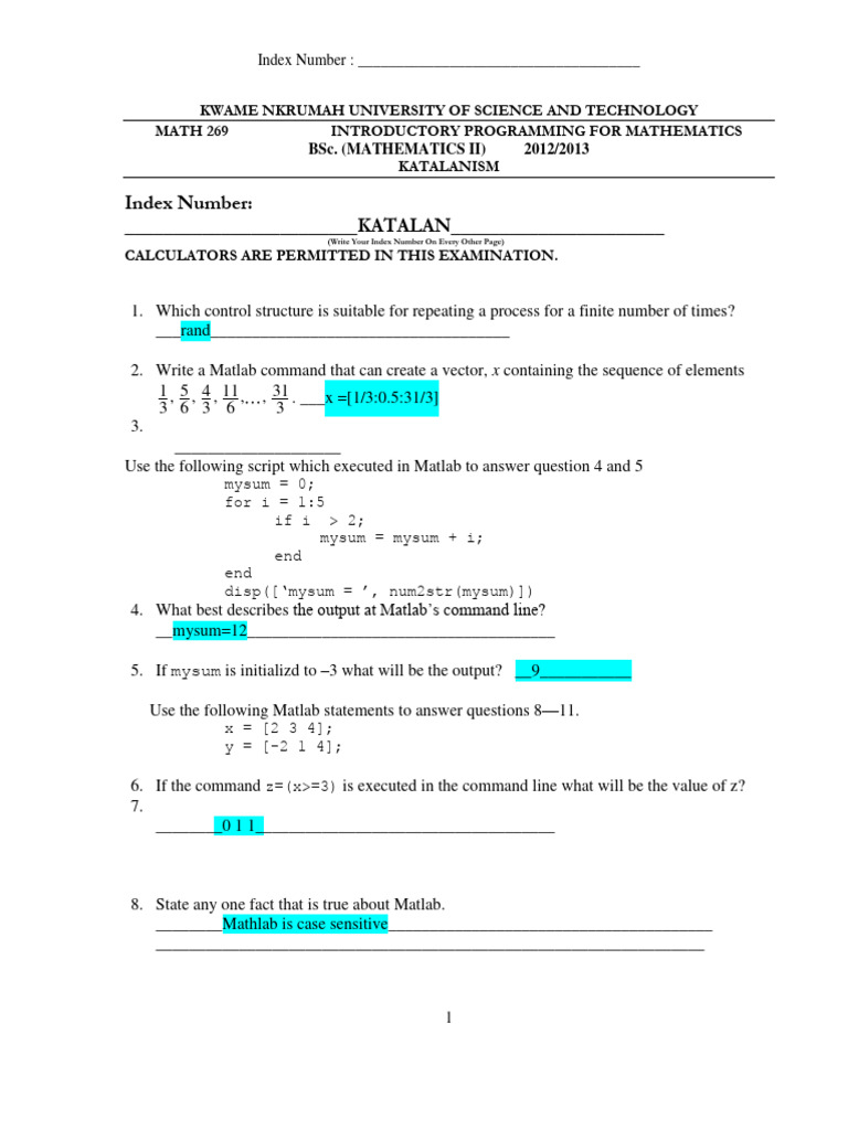 Ma'lab Pasqwo | PDF | Matlab | Matrix (Mathematics)