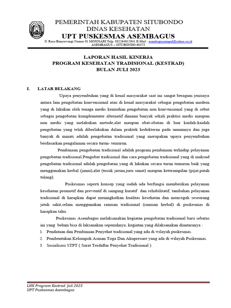 LHK KESTRAD JULI 2023 | PDF