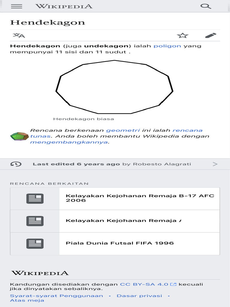 Hendekagon - Wikipedia Bahasa Melayu, Ensiklopedi | PDF