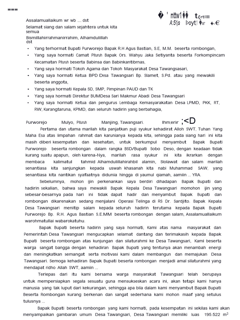 Contoh Sambutan Kades di Bupati Sobo Deso | PDF
