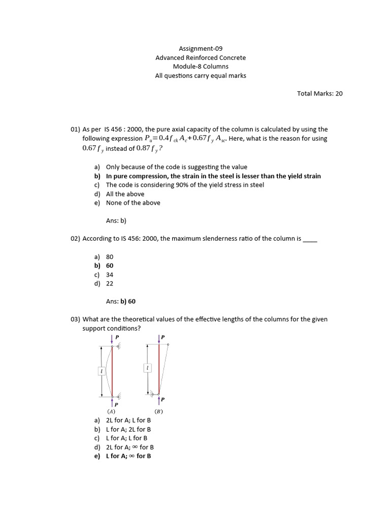 Assignment 09-Column-01 | PDF | Column | Building Engineering