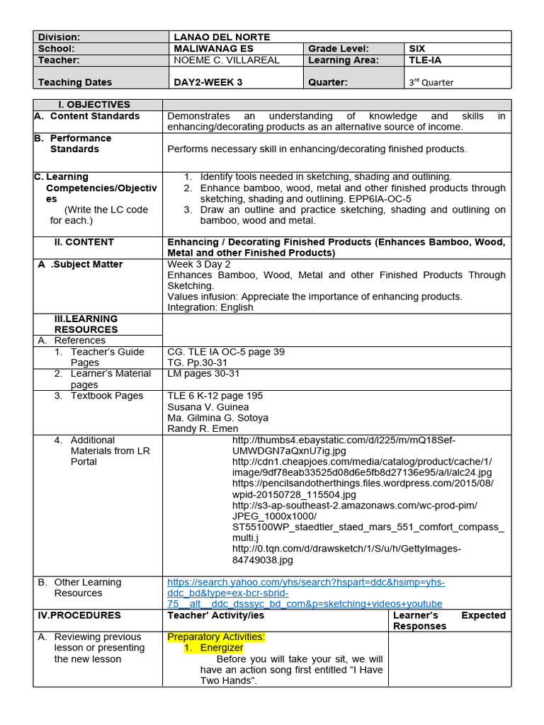 Cot DLP Tle6 Ia 3RD Day 2 - Week 3 Noeme | PDF