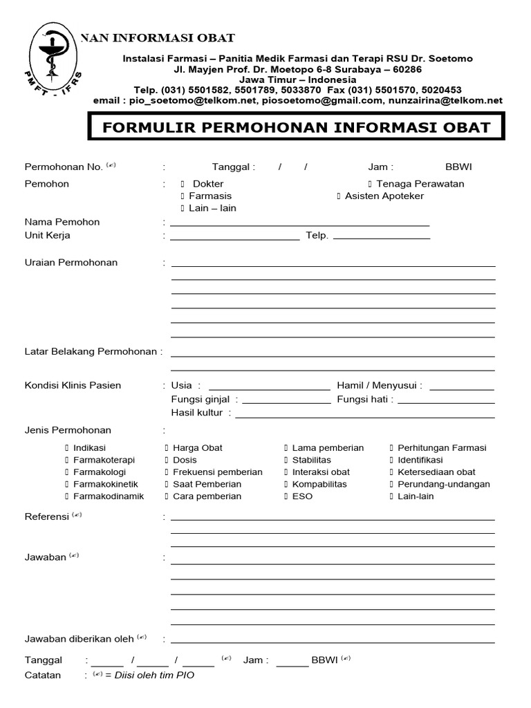 Form Pelayanan Informasi Obat | PDF