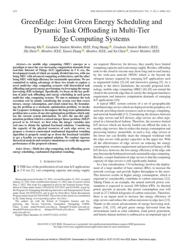 Greenedge Joint Green Energy Scheduling And Dynamic Task Offloading In Multi Tier Edge