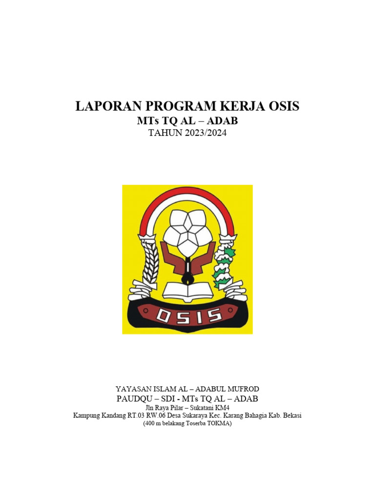 Laporan Program Kerja Osis Mts 2023-2024 | PDF | Perjalanan