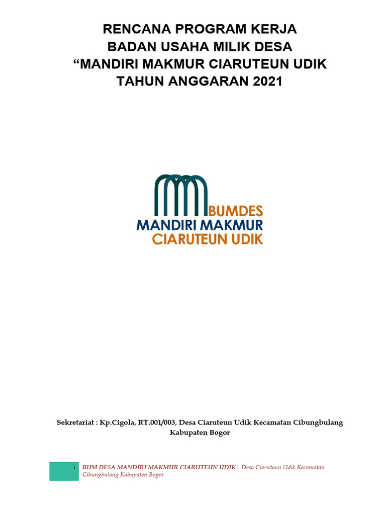 Program Kerja BUMDesa | PDF