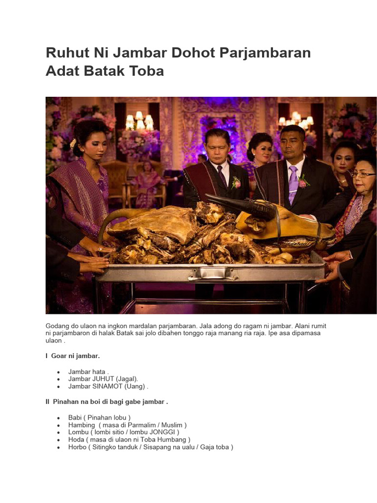 Pembagian Jambar dalam Adat Batak Toba | PDF | Seni & Disiplin Bahasa ...