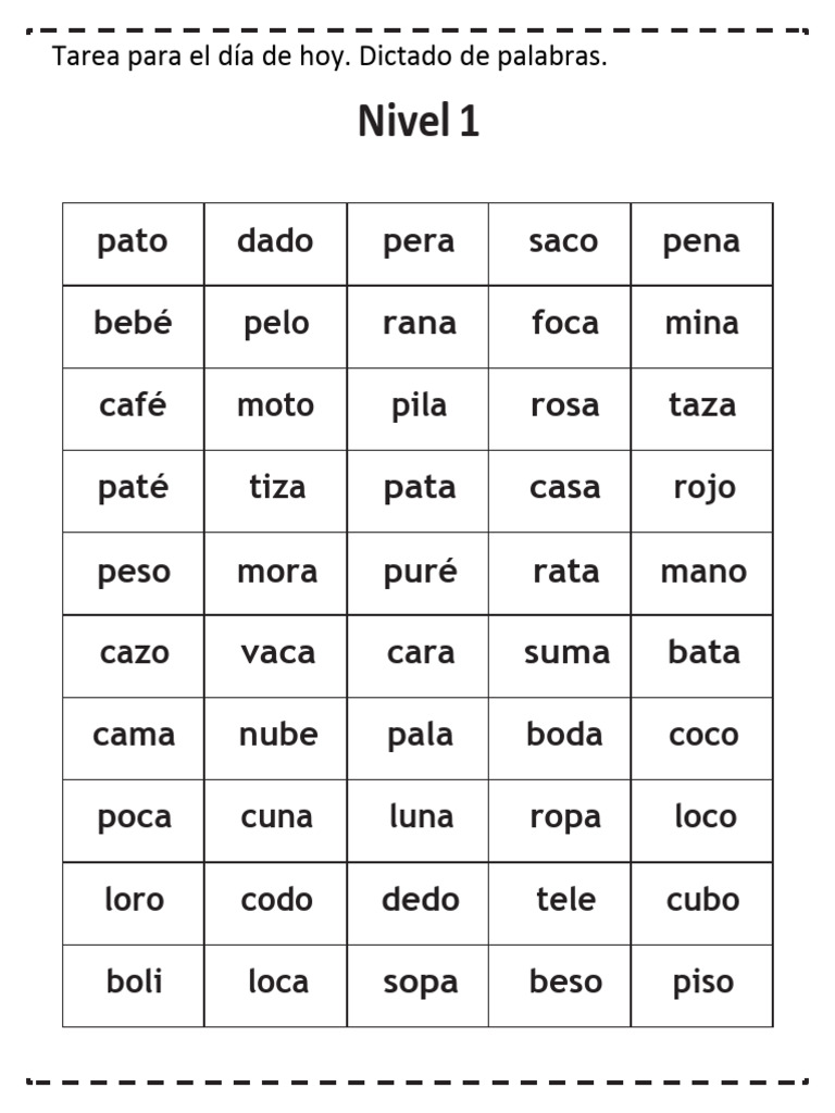 Dictado de Palabras | PDF