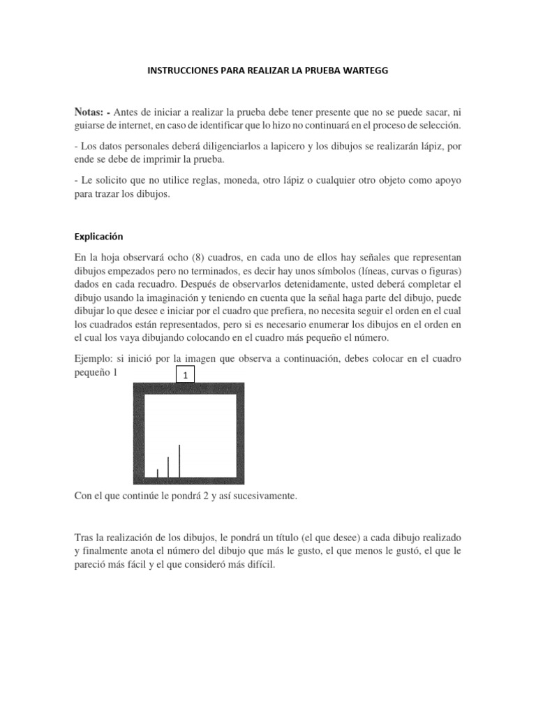 Instrucciones para Realizar La Prueba Wartegg | PDF | Métodos y ...