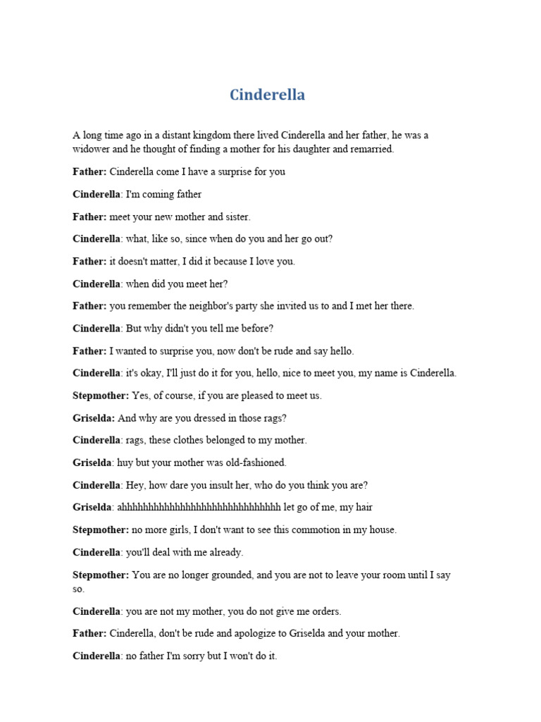 Cinderella Script | PDF | Cinderella | Fairies