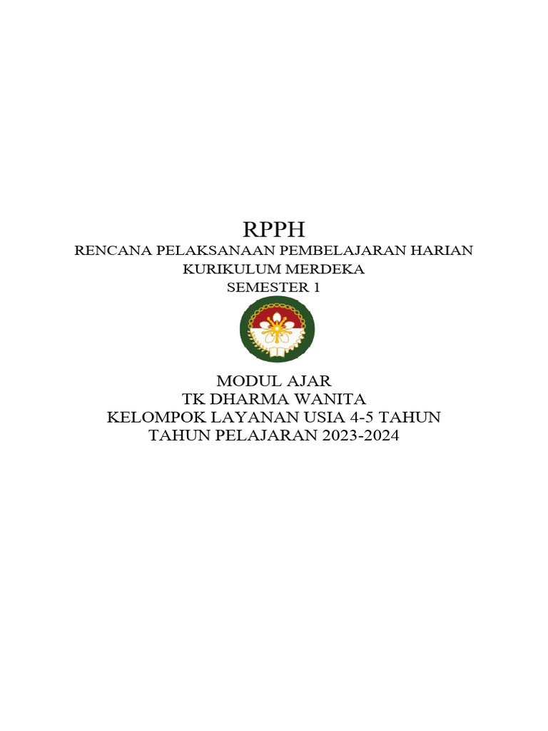 Kumer - RPPH - TK A - 4&5 Tahun - Smt1 | PDF