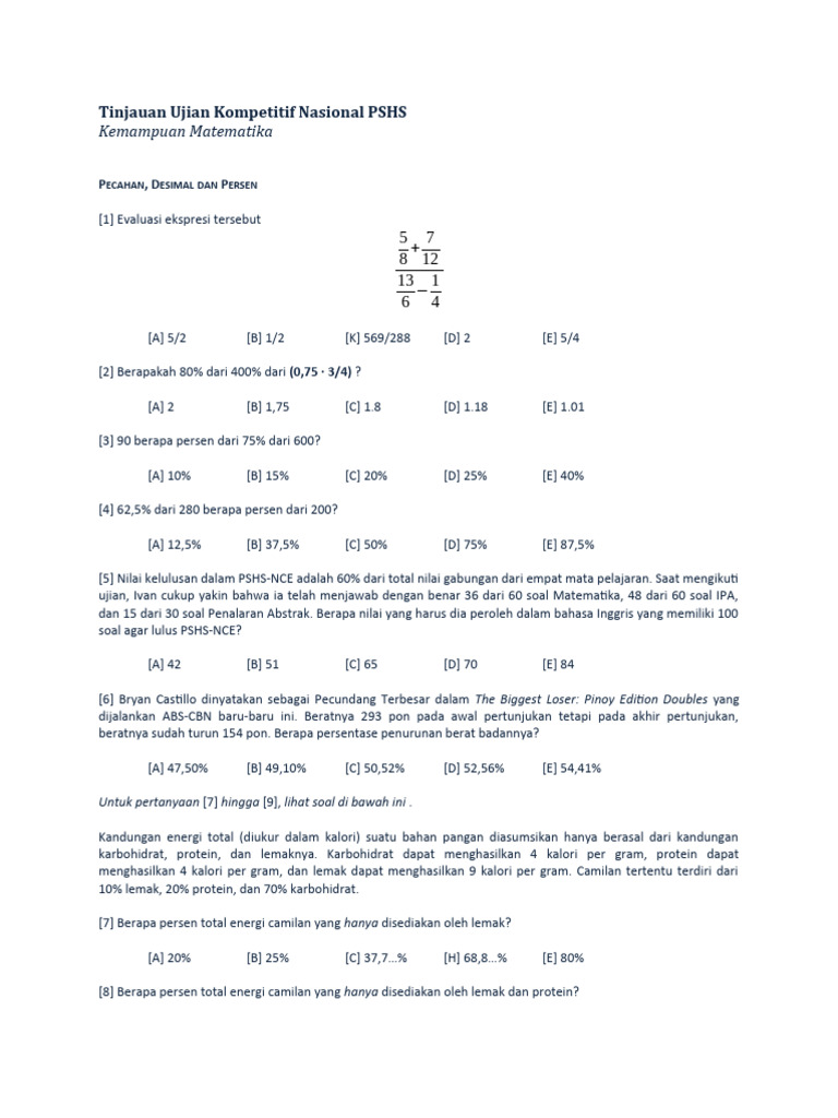 (Ulasan PSHS-NCE) Matematika | PDF