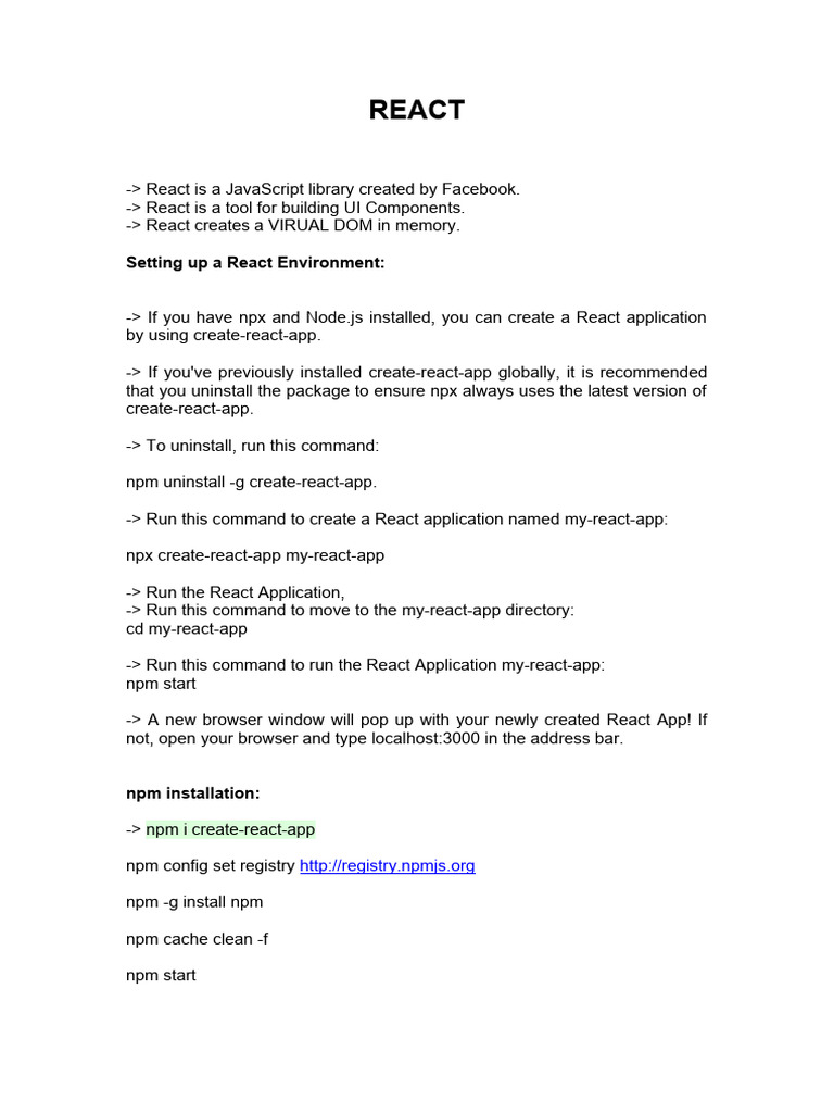 REACT | PDF | Java Script | Programming