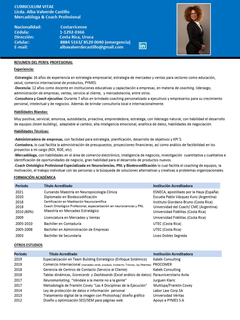 CV Alba Valverde Castillo -2021 | PDF | Marketing | Gestión de recursos ...