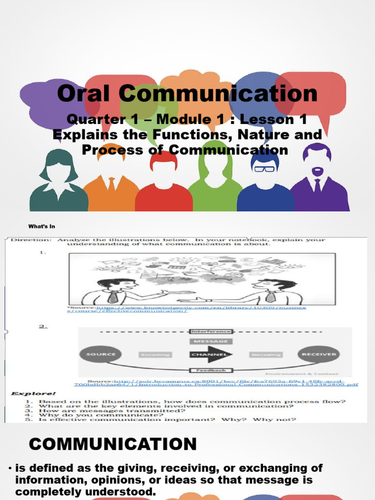 Oral Communication MOD 1 | PDF | Communication | Motivational