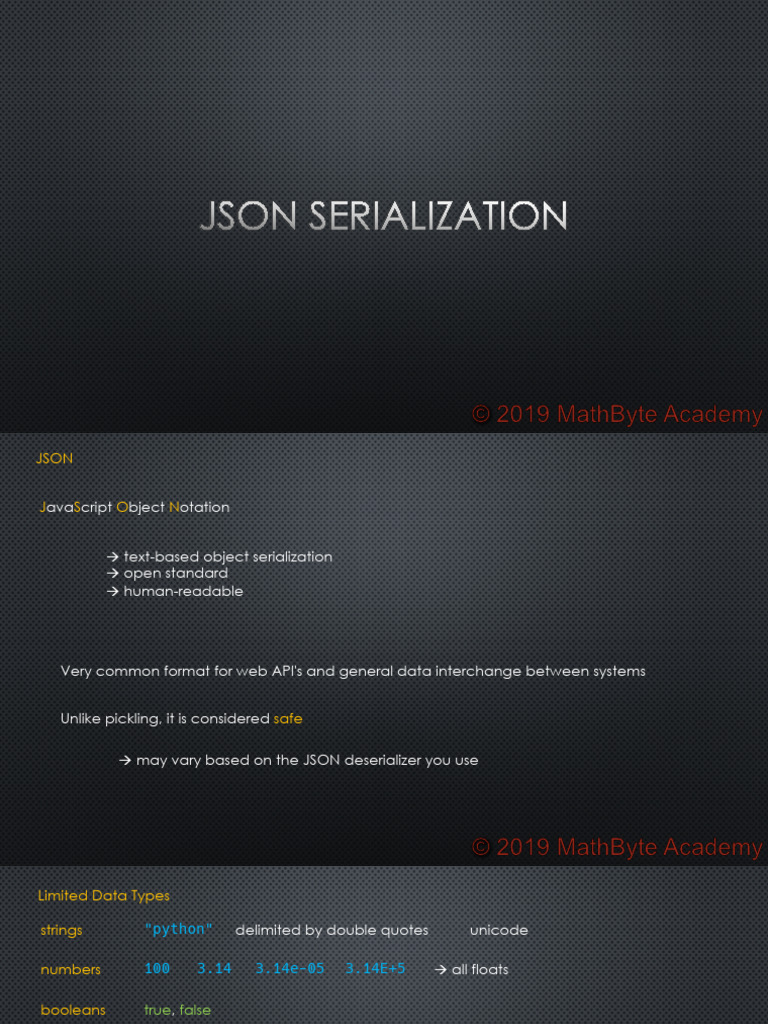 7 2 JSON+Serialization Min | PDF | Json | Data Type