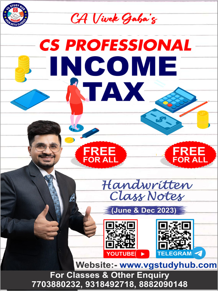 CS Professional Income Tax Handwritten Class Notes | PDF | Tax Treaty ...
