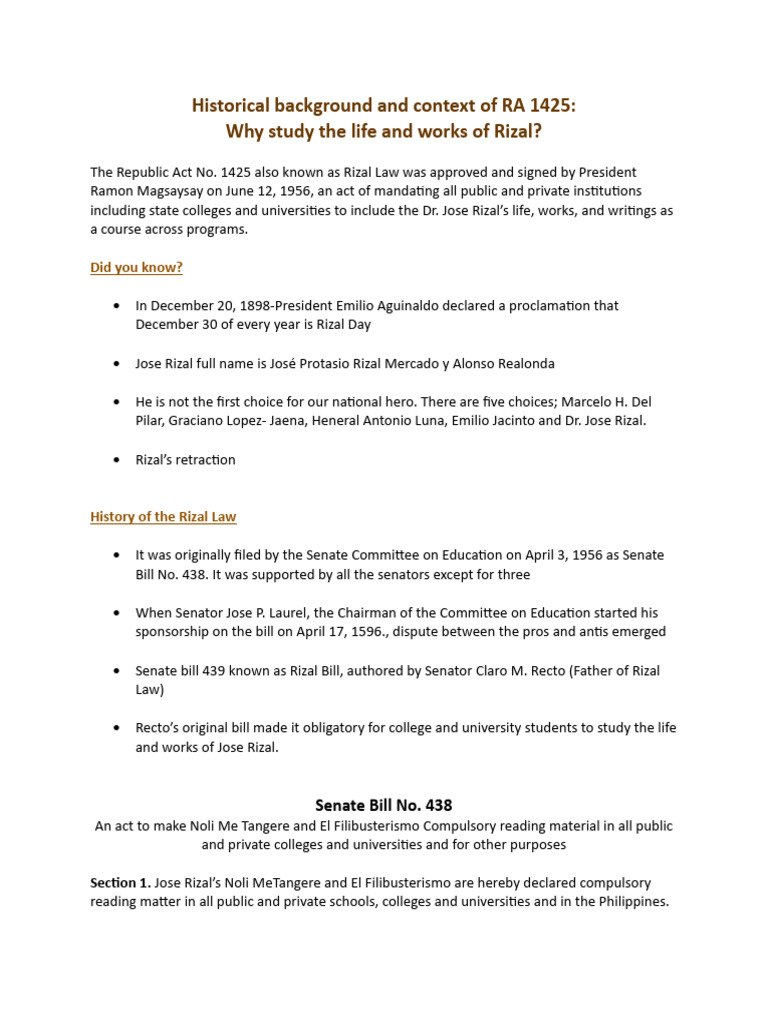 History and Context of RA 1425 | PDF | Philippines